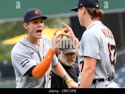 Detroit Tigers relief pitcher Tyler Holton throws during a baseball ...