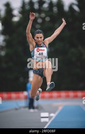 Dovilė Kilty jumping at the Bilbao International Meeting in Spain in ...