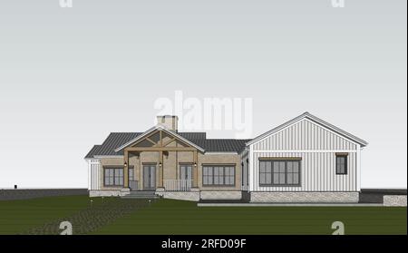 Farm House Exterior Scene 3D model, 3d rendering Stock Photo - Alamy