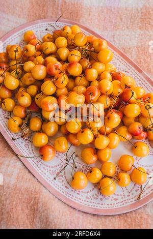 closeup of red and yellow rainier cherries Stock Photo - Alamy
