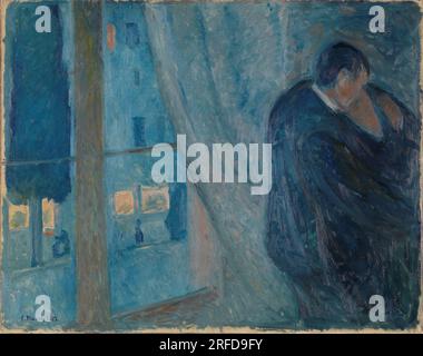 'Kiss by the Window' (1892) by Edvard Munch depicts a couple sharing a ...