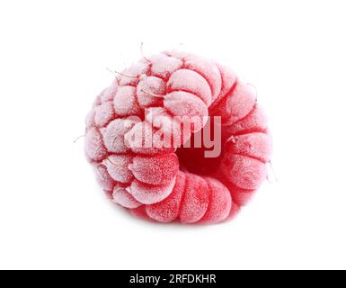 One tasty frozen raspberry isolated on white Stock Photo - Alamy