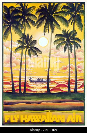 Fly Hawaiian Air by Freya Tanz (dates unknown). Poster published in the ...