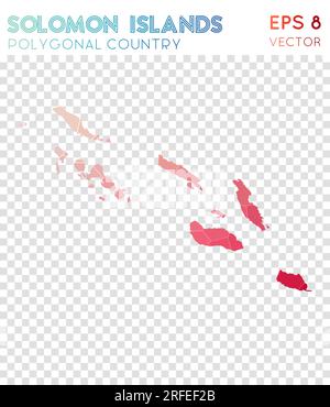 Low poly map of Solomon Islands. Solomon Islands geometric polygonal, mosaic style map Stock ...