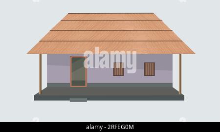 Village room inside cartoon background vector, poor room interior ...