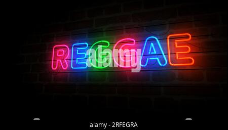 Reggae neon symbol. Freedom jamaica culture retro style light color ...