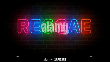 Reggae neon symbol. Freedom jamaica culture retro style light color ...
