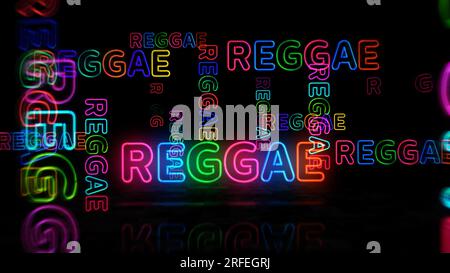 Reggae neon symbol. Freedom jamaica culture retro style light color ...