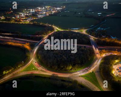 Aerial, M53 J4 Clatterbridge Interchange roundabout, Poulton, Wirral ...