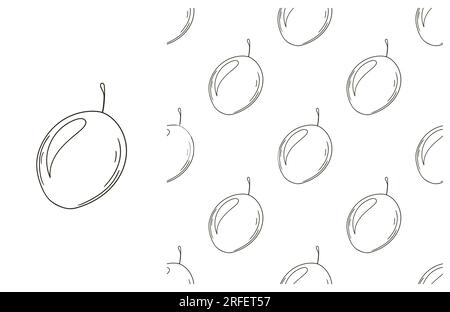 Coloring pattern with tropical fruits. Tamarillo. Set in hand draw ...