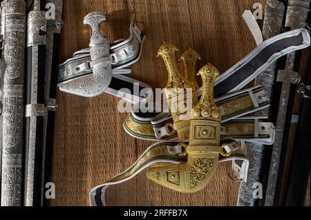Khanjar made from silver, Arabic dagger with Islamic motifs ...