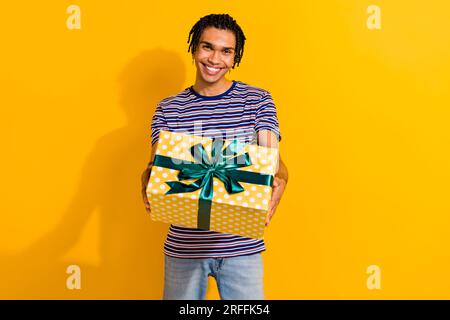 Photo of positive friendly person beaming smile have good mood isolated ...