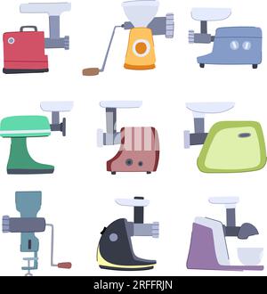 meat grinder set cartoon vector illustration Stock Vector Image & Art ...