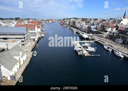 Smedasundet sound at Haugesund in Norway, seen from the Risoy bridge ...