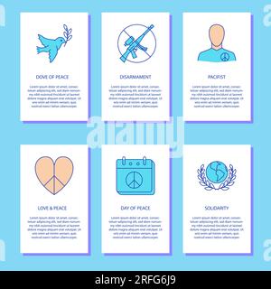 Pacifism poster with peace, love and disarmament symbols. Vector ...