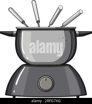 raclette fondue cheese cartoon vector illustration Stock Vector Image ...