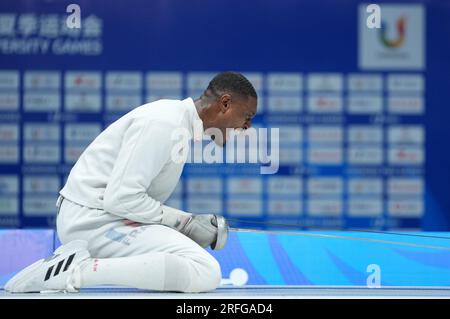 Kendrick JEAN JOSEPH of France celebrates during 2026 European Fencing ...