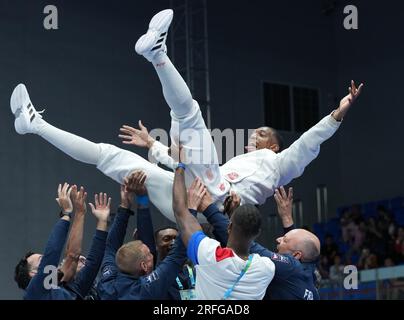 Kendrick JEAN JOSEPH of France celebrates during 2026 European Fencing ...