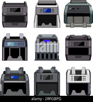 banknote counter machine cartoon vector illustration Stock Vector Image ...
