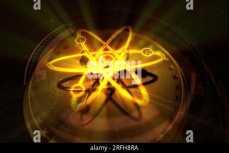 Cosmos ATOM cryptocurrency gold coin on green screen background ...