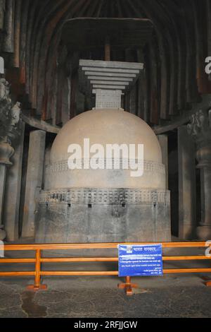 Interior of the Chaitya Hall, Karla Caves, Lonavala, Maharashtra, India ...