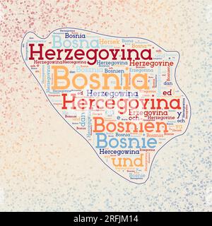 Bosnia country shape word cloud. Typography style country illustration ...
