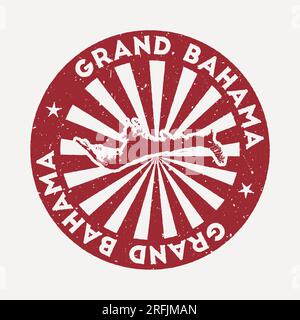 Grand Bahama badge. Map of the island with beautiful geometric waves ...