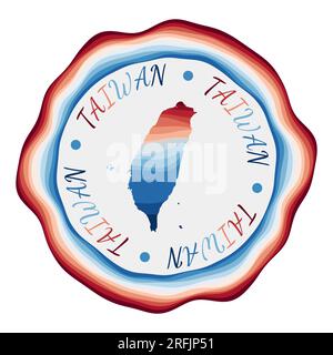 Taiwan round stamp. Round logo with country map and title. Stylish ...