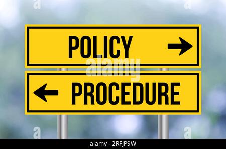 Policy or procedure road sign on cloudy sky background Stock Photo - Alamy