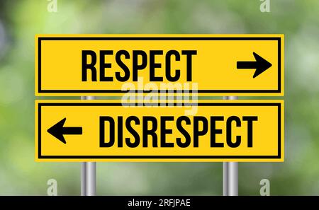 Respect or disrespect road sign on cloudy sky background Stock Photo ...