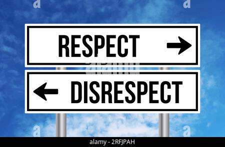 Respect or disrespect road sign on cloudy sky background Stock Photo ...