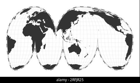 Vector world map. Goode's interrupted Mollweide projection. Plain world ...