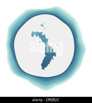 Lord Howe Island icon. Round logo with map and title. Stylish Lord Howe ...