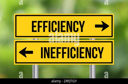Efficiency road sign on blur background Stock Photo - Alamy