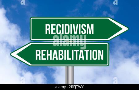 Recidivism or rehabilitation road sign on sky background Stock Photo ...