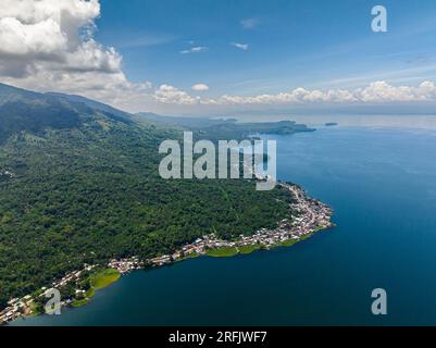 Lanao del Sur: Lake Lanao and mountain with rainforest and town ...