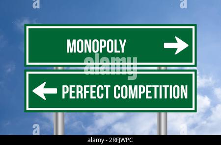 Monopoly or perfect competition road sign on sky background Stock Photo ...