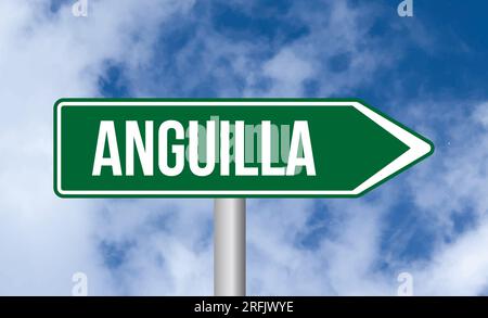 Anguilla road sign on sky background Stock Photo - Alamy