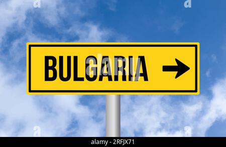 Bulgaria road sign on cloudy sky background Stock Photo - Alamy