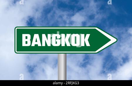 Bangkok road sign on blue sky background Stock Photo - Alamy