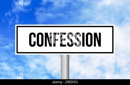 Confession road sign on cloudy sky background Stock Photo - Alamy
