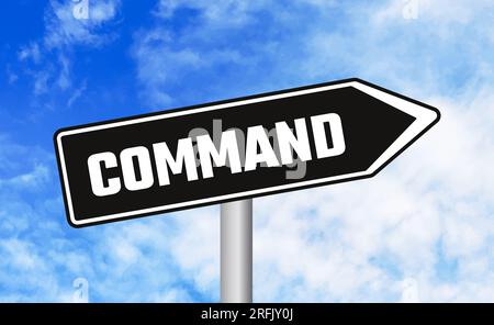 Command road sign on sky background Stock Photo - Alamy
