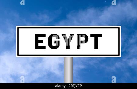 Egypt road sign on cloudy sky background Stock Photo - Alamy
