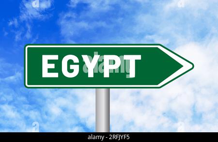 Egypt road sign on cloudy sky background Stock Photo - Alamy