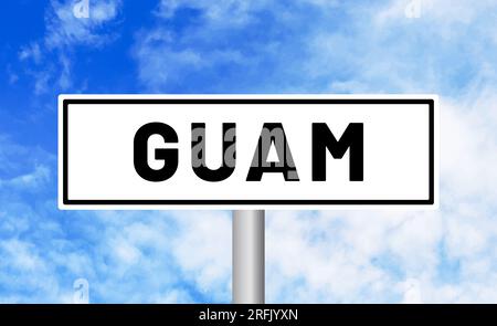 Guam road sign on sky background Stock Photo - Alamy