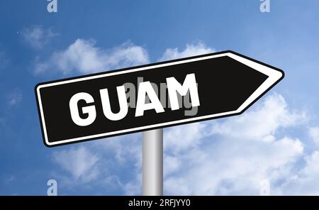 Guam road sign on sky background Stock Photo - Alamy