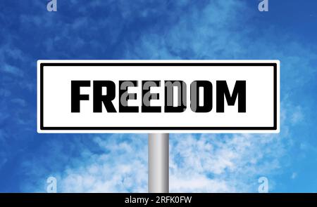 Freedom road sign on cloudy sky background Stock Photo - Alamy