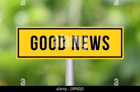 Good news road sign on blue sky background Stock Photo - Alamy