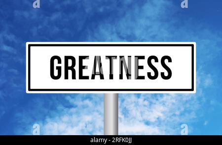 Greatness road sign on blue sky background Stock Photo - Alamy