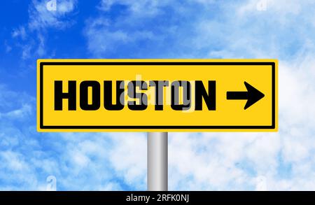 Houston road sign on sky background Stock Photo - Alamy